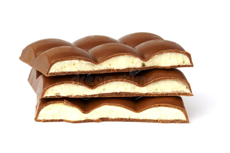 Chocolate Isolated on White. Three Chocolate Bars Stacked One on Top of ...