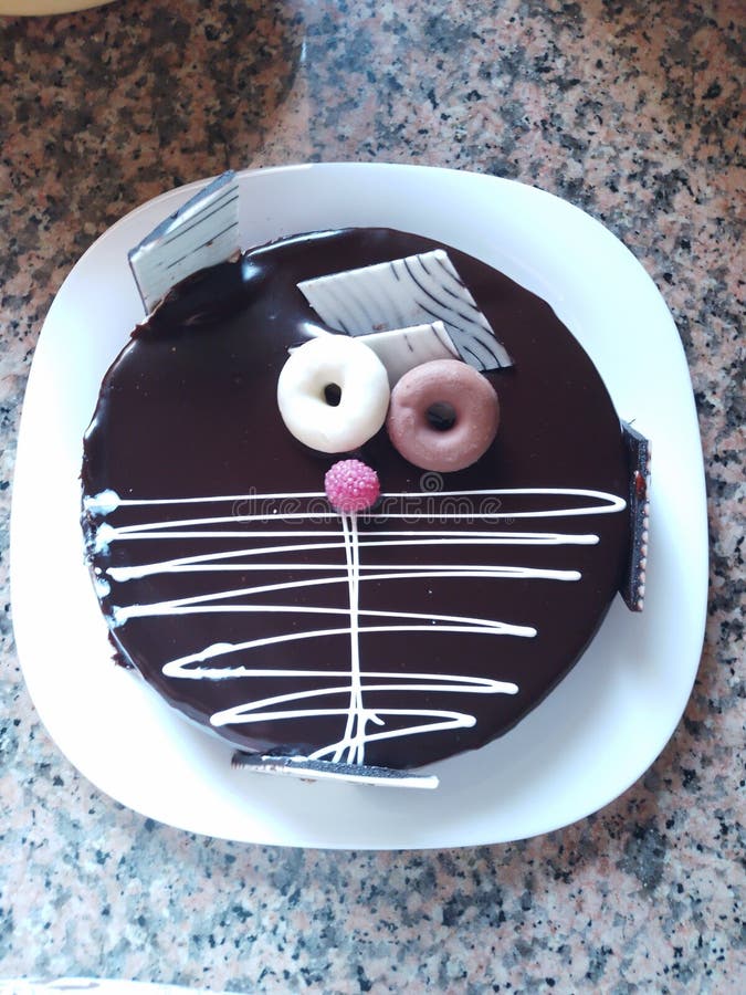 Chocolate Kake with Beautiful Decorative Design. Stock Image - Image of ...