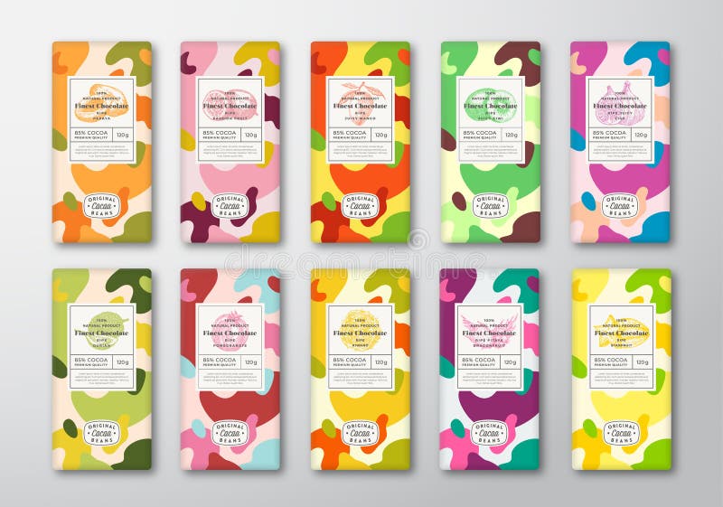 Chocolate Label Templates Set. Abstract Shapes Vector Packaging Design ...