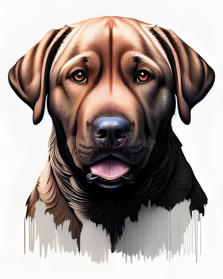 Chocolate Labrador drawing stock illustration. Illustration of font ...