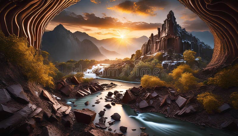 Chocolate landscape stock illustration. Illustration of night - 307432929