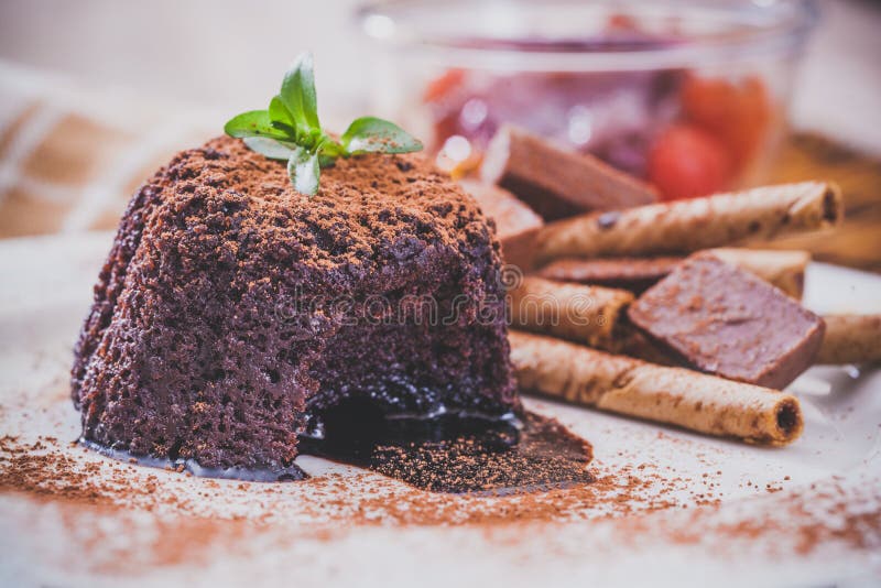 Chocolate Lava cake stock photo. Image of dessert, baked - 86376908