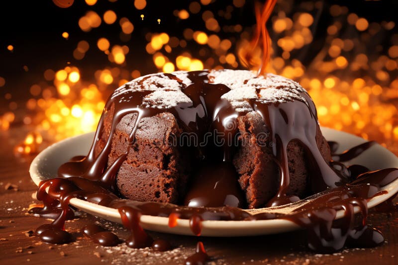 Chocolate Lava Cake Tasty Dessert Background Stock Illustration ...