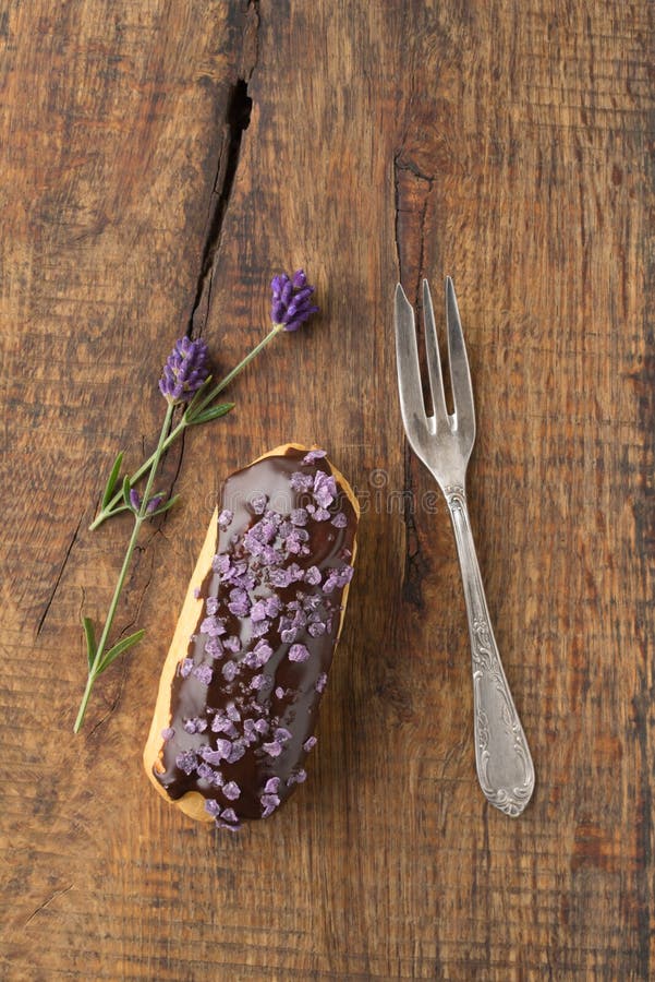 Chocolate lavender eclair stock photo. Image of sweet - 73330630