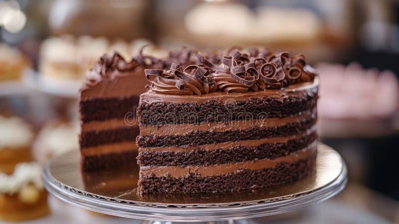 Chocolate Layer Cake Displayed Platter Stock Photos - Free & Royalty ...