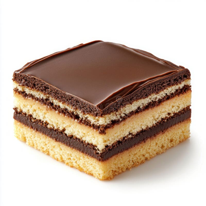 Chocolate Layered Cake Slice Isolated on White Stock Illustration ...