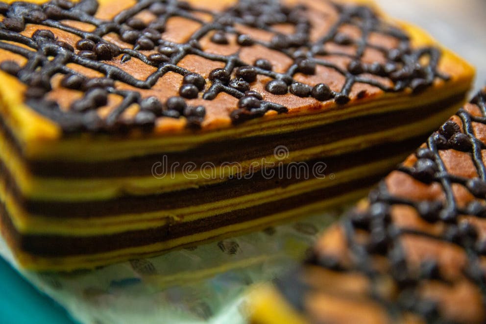 Chocolate Layered Lapis Cake Stock Image - Image of malaysia, time ...