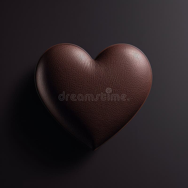 Chocolate Leather Heart on Black Background - 3d Render Stock ...