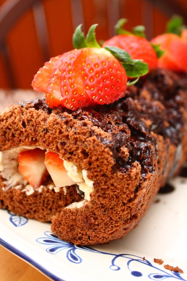 Chocolate log stock photo. Image of cake, penguin, strawberry - 17757336