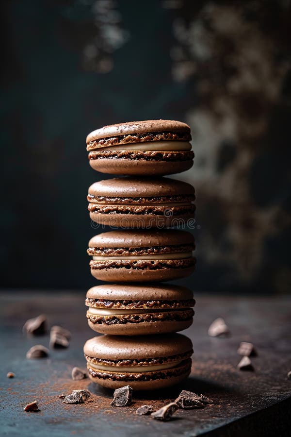 Chocolate Macarons Stack, Perfect for Culinary and Dessert Themes. -AI ...