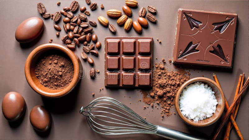Chocolate Making Ingredients Arranged for Dessert Preparation in a Cozy ...
