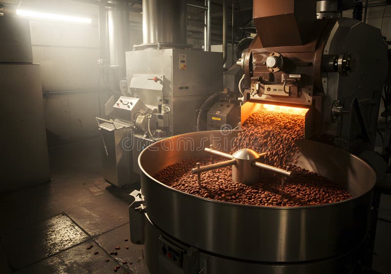 Chocolate Manufacturing Process: Roasted Cocoa Beans in Industrial ...