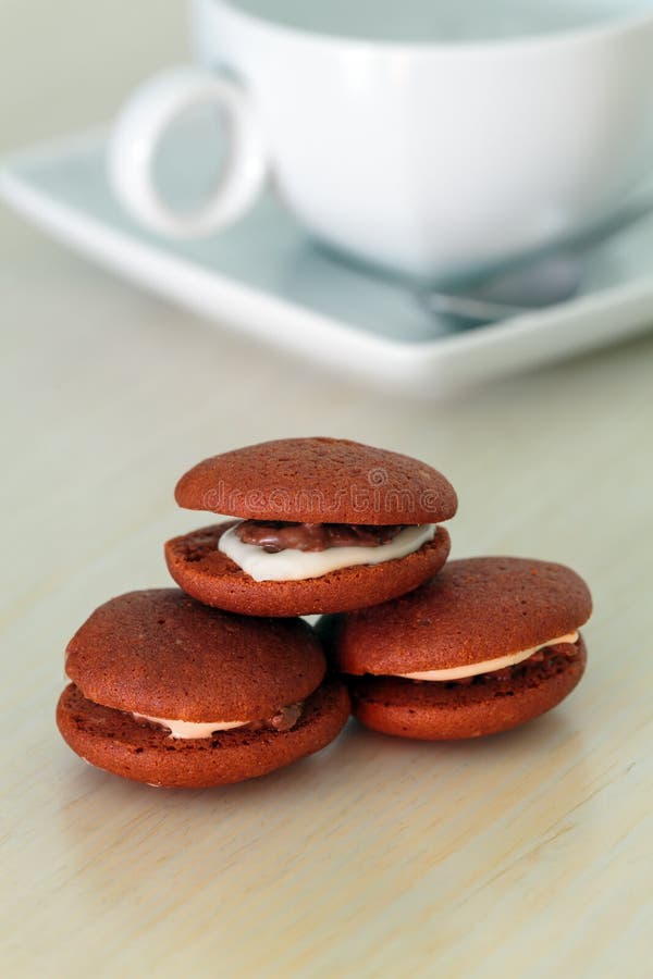 Chocolate Marron Cookies with Nuts Cream Stock Image - Image of ...