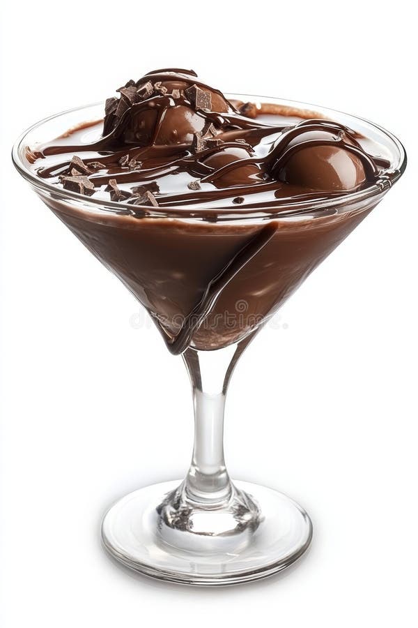 Chocolate Martini Cocktail Drizzled with Chocolate Syrup, Isolated on ...
