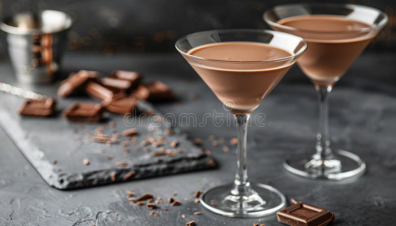 Chocolate Martini Cocktail Made from Chocolate, Cream and Vodka Stock ...