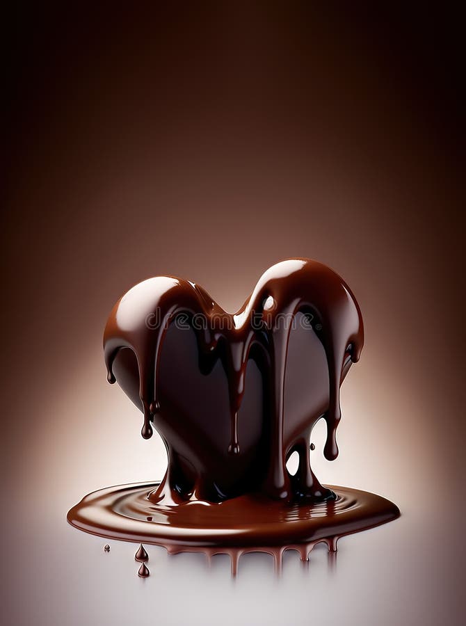 Chocolate Melting in Heart Shape Generative AI Stock Illustration ...