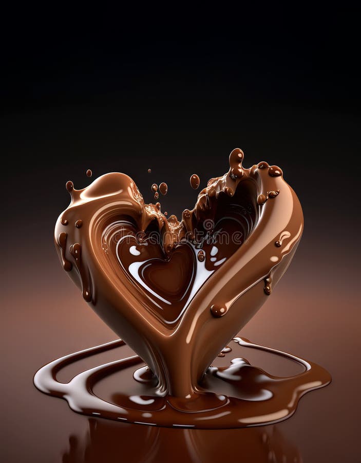 Chocolate Melting in Heart Shape, Generative Ai Stock Illustration ...