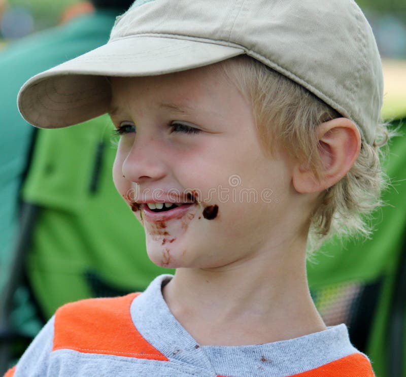 Messy Faced Mischievous Toddler Boy Stock Photo - Image of eyes, blonde ...
