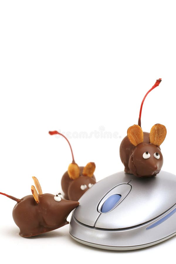 Chocolate Mice on a Mouse Vertical Stock Image - Image of delicious ...
