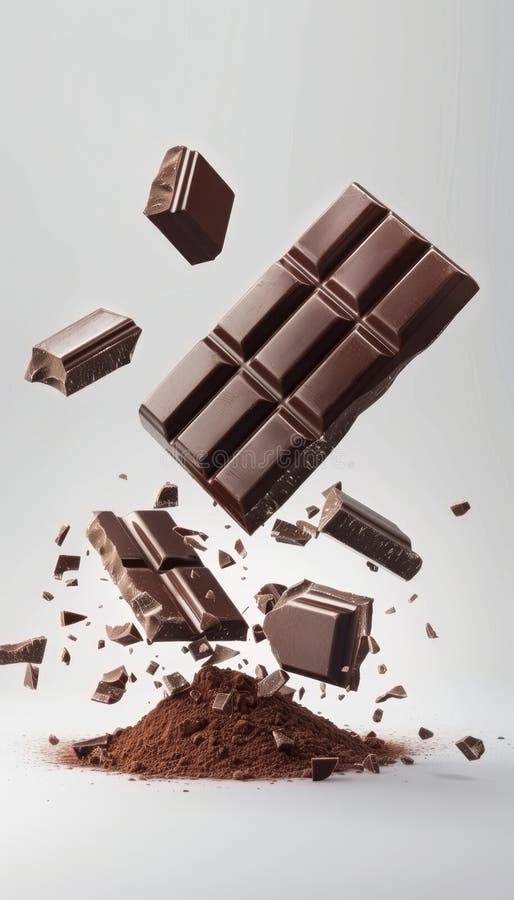 Chocolate Mid Air Crash in Levitation on White Backdrop for Stunning ...