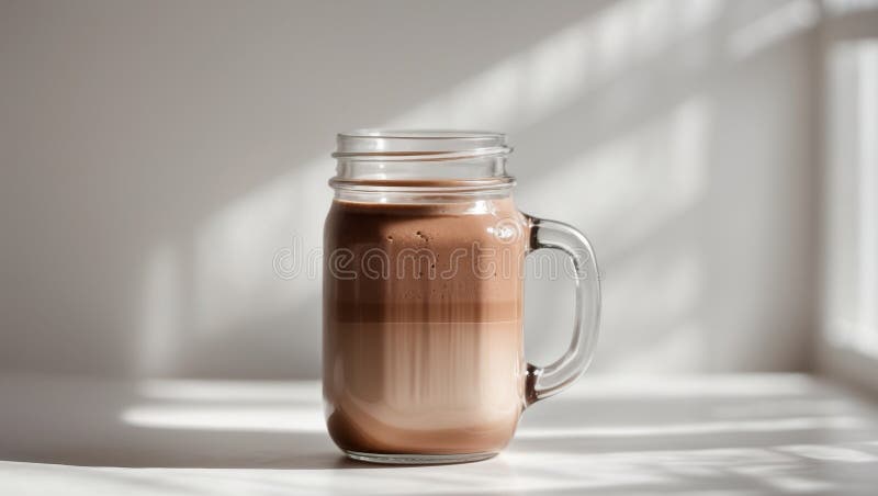Chocolate Milk Mocha in an Artisan Glass Mason Jar Stock Image - Image ...