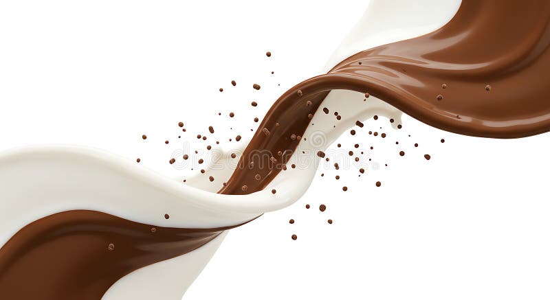 Chocolate and Milk Splash on White Background Stock Illustration ...