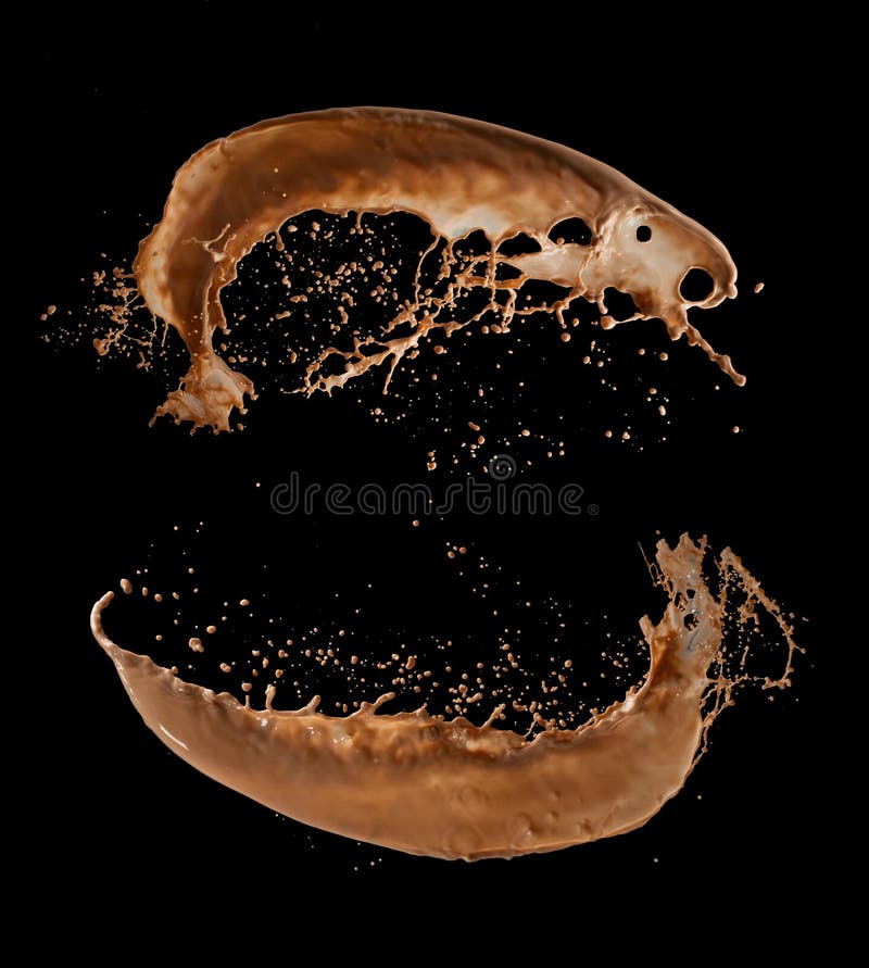 Chocolate Milk or Protein Milkshake Flowing into a Glass, Making Big ...