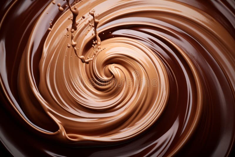 Chocolate Milk Swirl Splash. Melted Chocolate Surface Whirlwind Stock ...