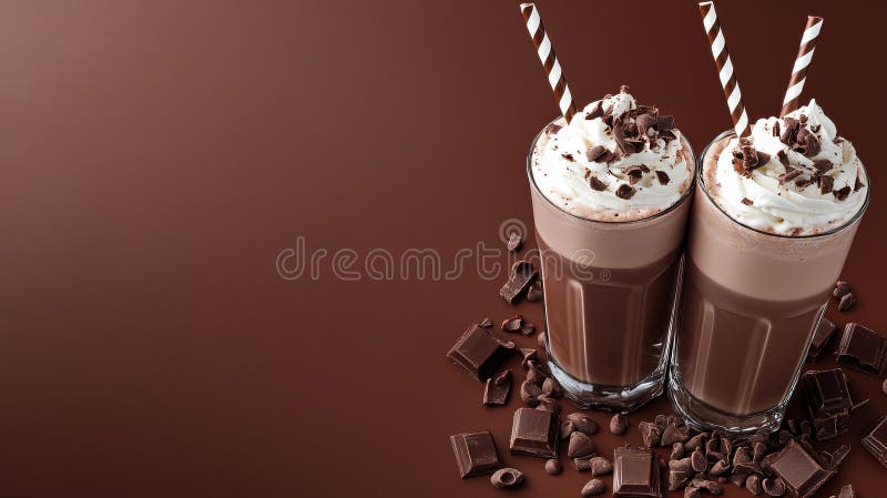 Chocolate Milkshake Advertising Banner with Copy Space for Text Stock ...