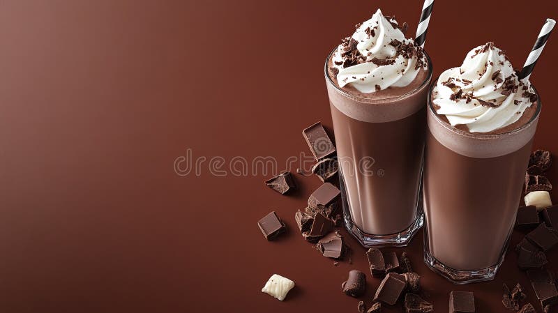 Chocolate Milkshake Advertising Banner with Copy Space for Text Stock ...