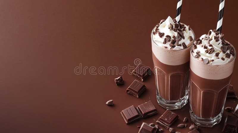 Chocolate Milkshake Advertising Banner with Copy Space for Text Stock ...
