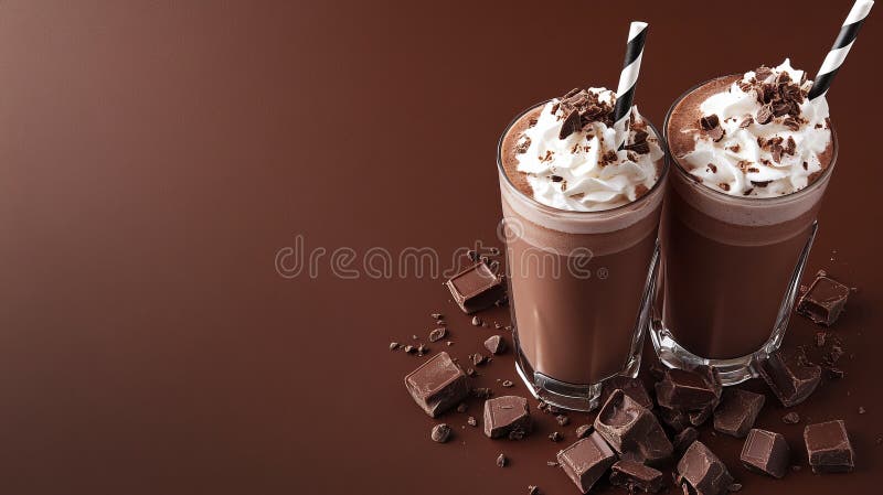 Chocolate Milkshake Advertising Banner with Copy Space for Text Stock ...