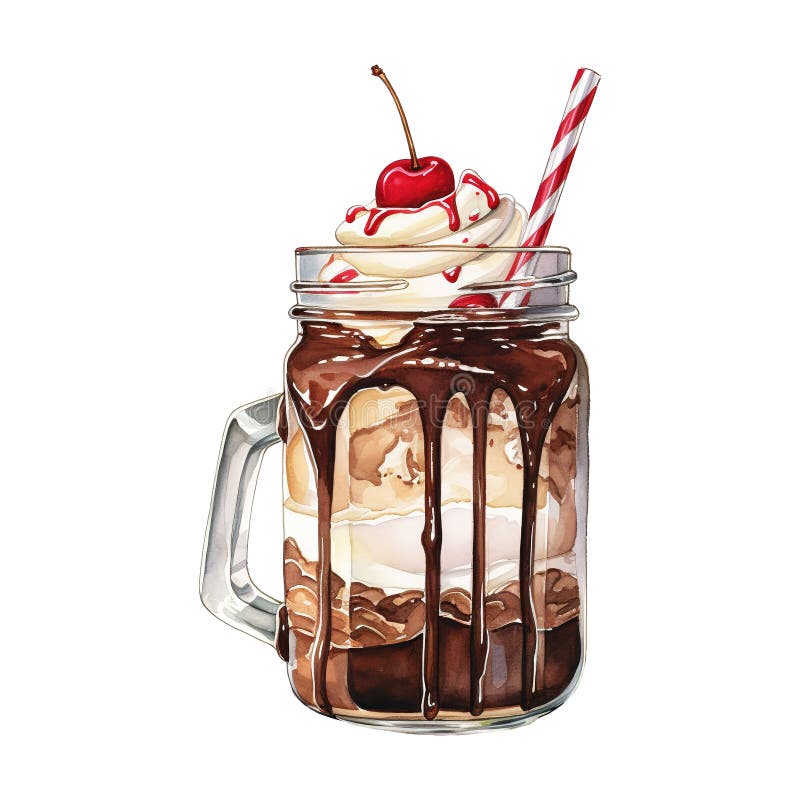 Chocolate Milkshake in jar stock photo. Illustration of cube - 302489006