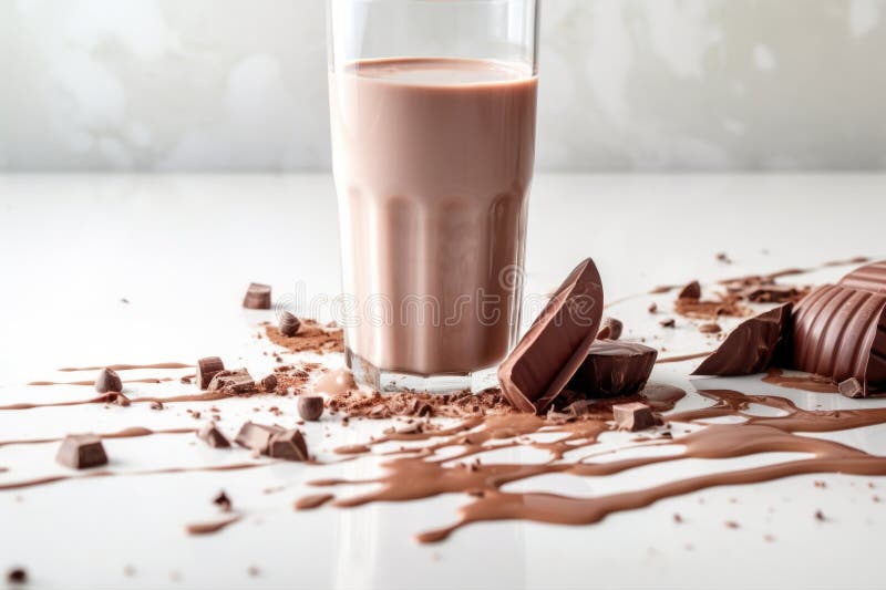 Chocolate Milkshake Spilled on a White Counter Stock Photo - Image of ...