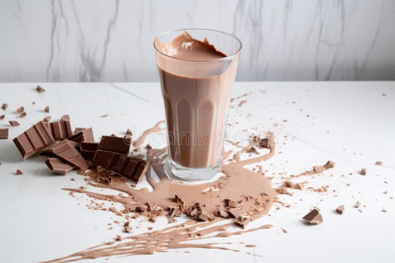 Chocolate Milkshake Spilled on a White Counter Stock Image - Image of ...