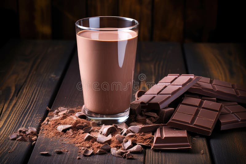 Chocolate Milkshake Spilled on a Wooden Table Stock Illustration ...
