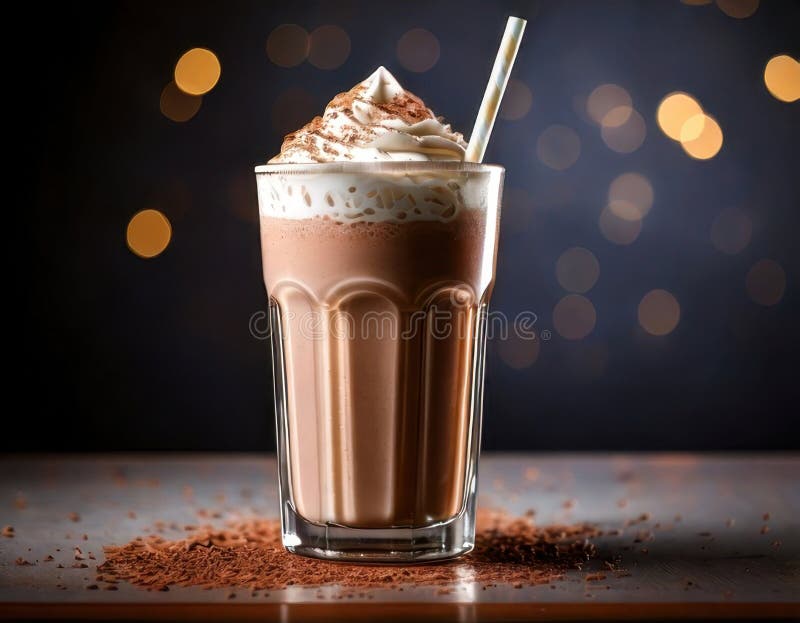 Chocolate Milkshake in a Transparent Glass Stock Illustration ...