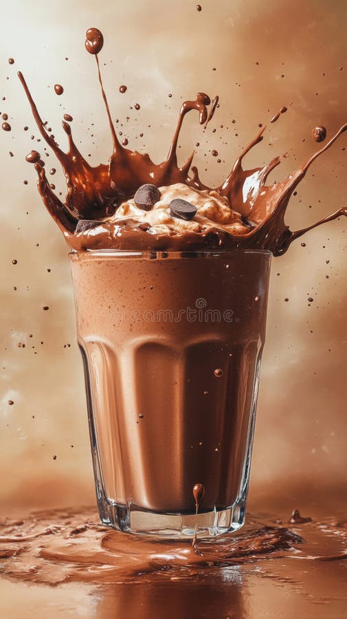 Chocolate Milkshake with Whipped Cream and Chocolate Chips, Splash ...