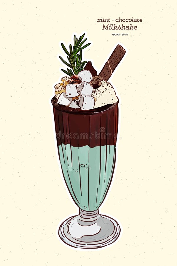 Chocolate - Mint Milkshake, Hand Draw Sketch Vector Stock Vector ...