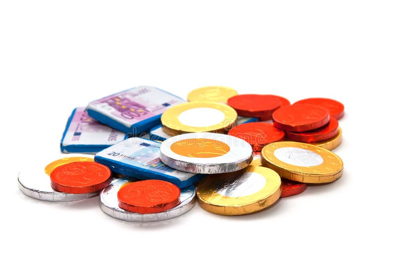 Chocolate money stock photo. Image of confection, stack - 22079982
