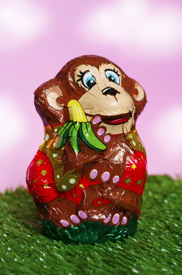 Chocolate Monkey in a Wrapper Stock Photo - Image of celebrate, emblem ...