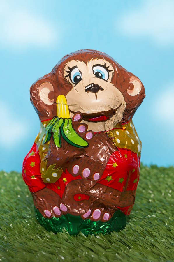 Chocolate Monkey in a Wrapper Stock Illustration - Illustration of ...