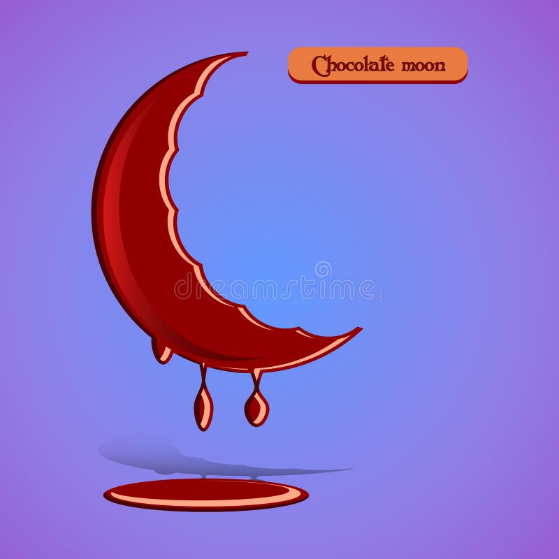 Abstract Chocolate Moon Melted with Drops, Silhouette on a Purple ...