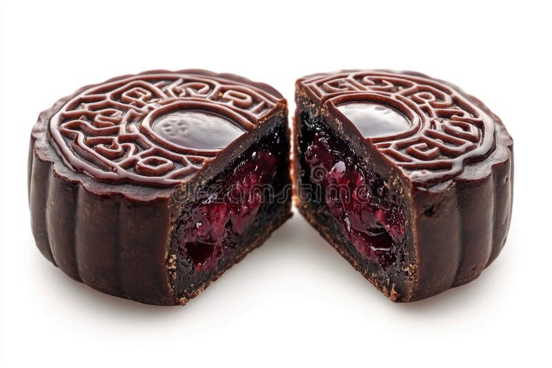 Chocolate Mooncake with Cherry Filling Stock Illustration ...