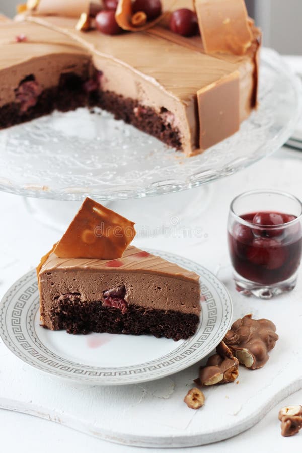 Chocolate Mousse, Pear and Creme Brulee Entremet Stock Image - Image of ...