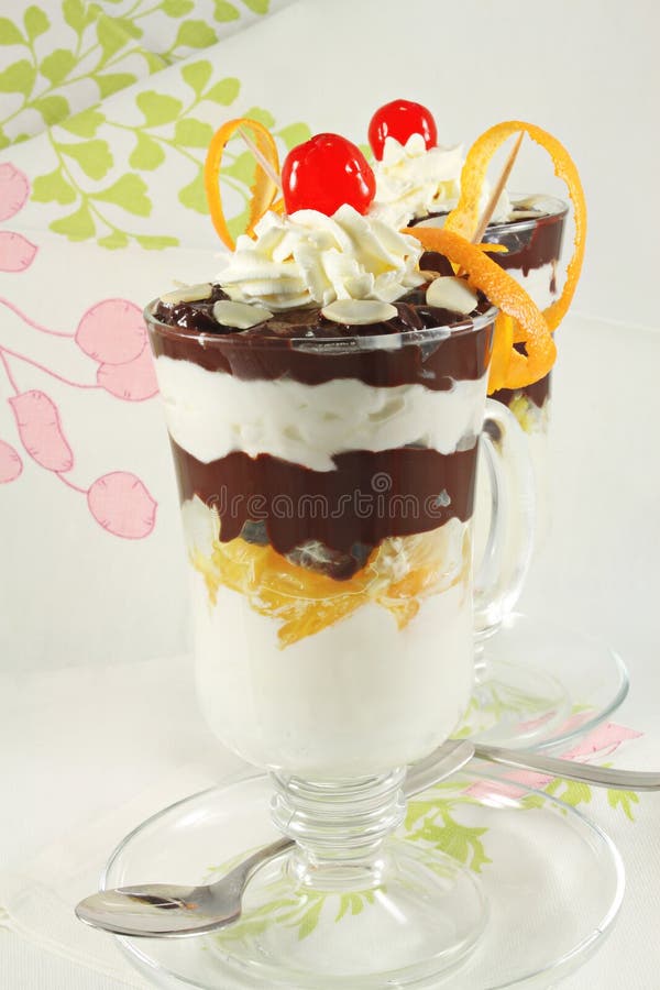 Chocolate Mousse with Cream Stock Photo - Image of fruit, glass: 36608542