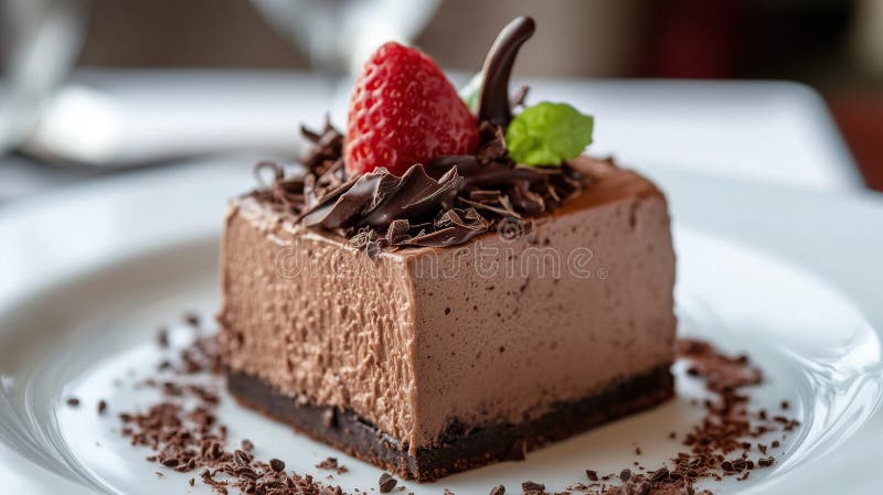 Chocolate mousse dessert stock photo. Image of garnish - 332534752