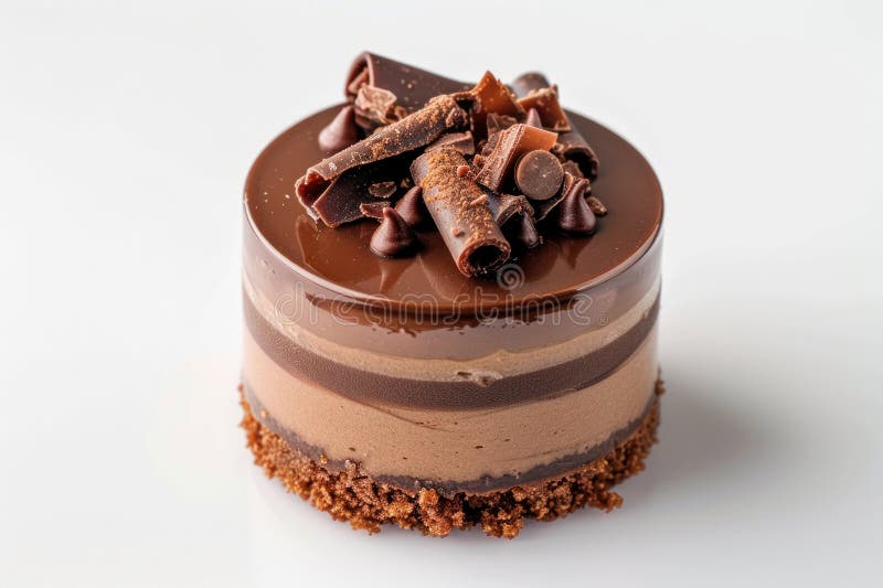Chocolate Mousse Dessert on a Decorative Isolated on White Background ...