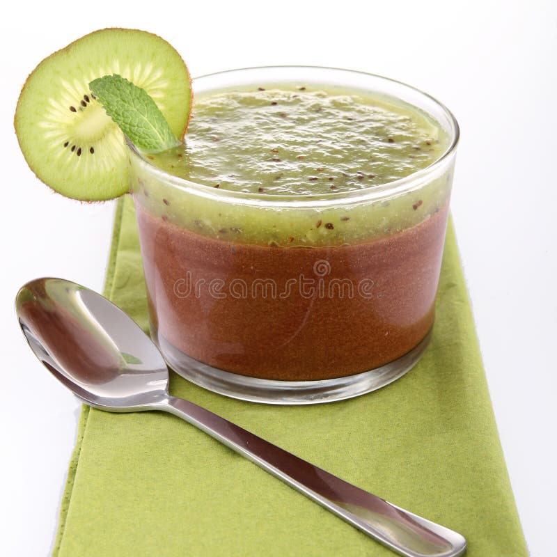 Chocolate mousse and kiwi stock photo. Image of delicious - 18988890