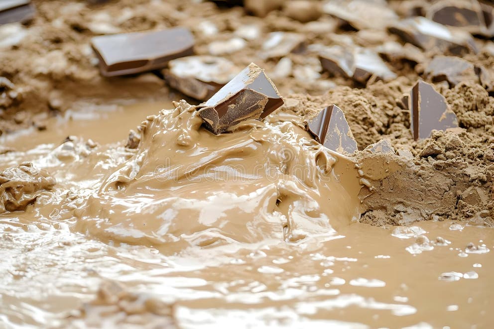 Chocolate Mud: a Melted Treat in a Brown Puddle Stock Image - Image of ...